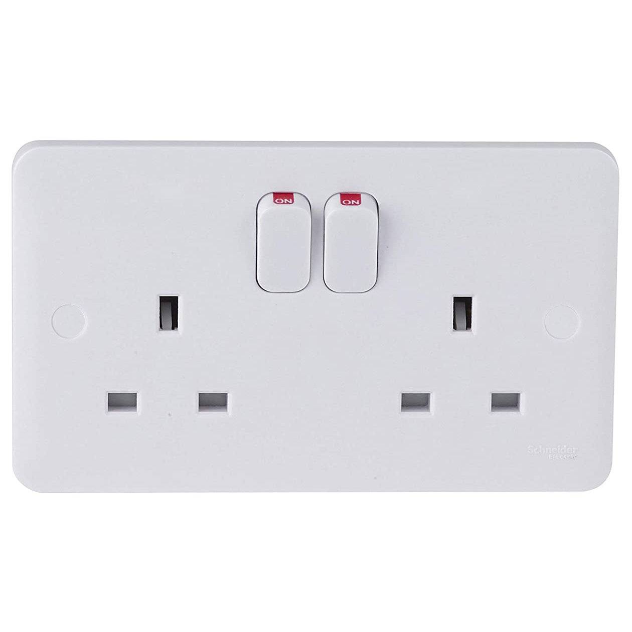 Schneider Lisse White 13A Double Socket GGBL3020 | RS Electrical Supplies