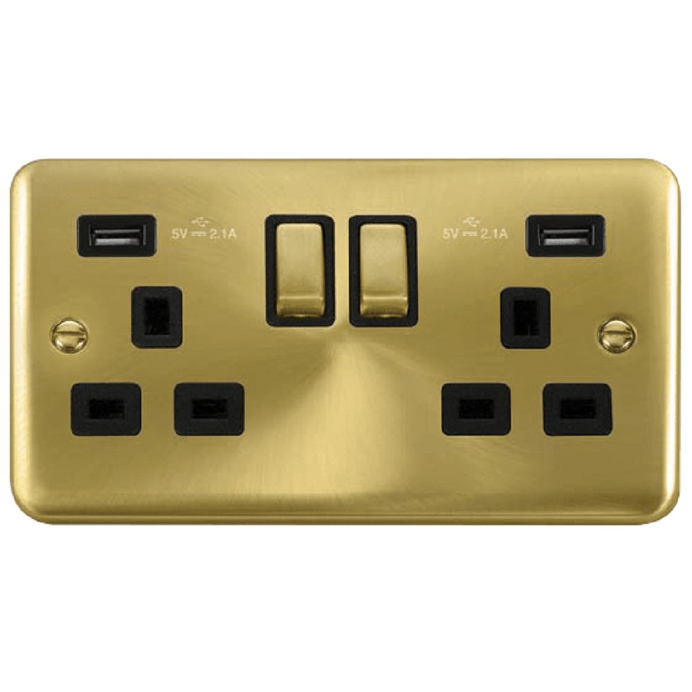 Click Deco Plus Satin Brass Black inserts USB Sockets | RS Electrical ...