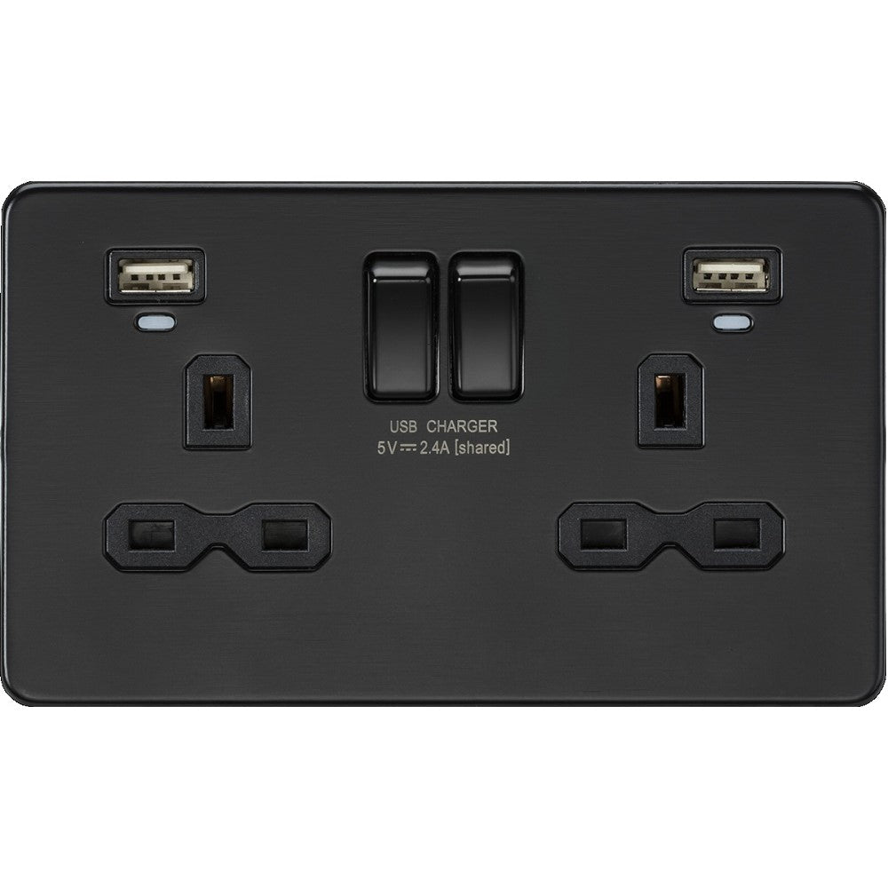 Knightsbridge Screwless Matt Black USB Sockets | RS Electrical Supplies