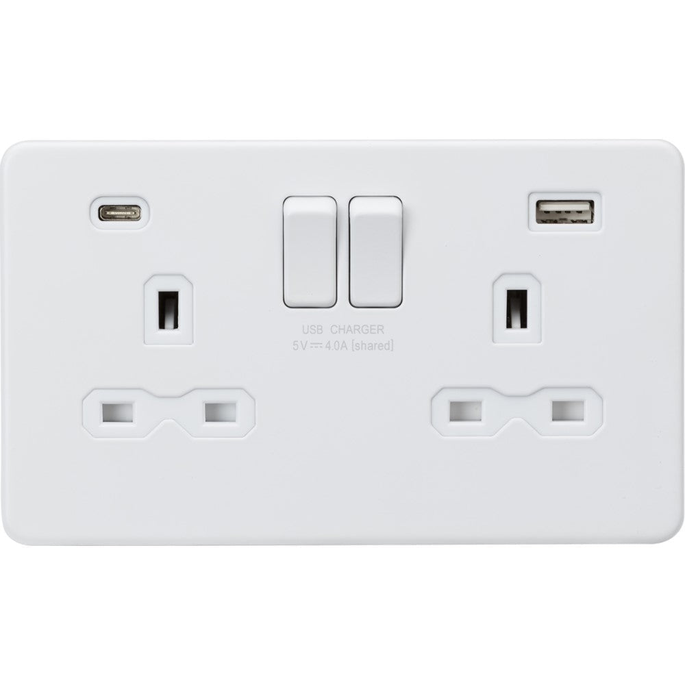 Knightsbridge Screwless White Metal USB Sockets | RS Electrical Supplies