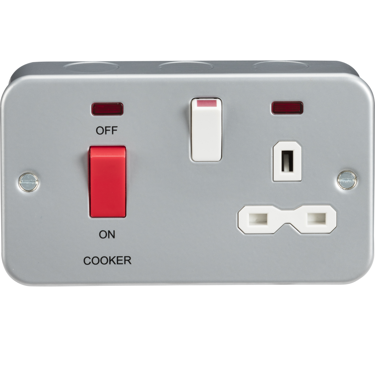 Knightsbridge DP Cooker Switch 13A Switched Socket With Neons, Metal C ...
