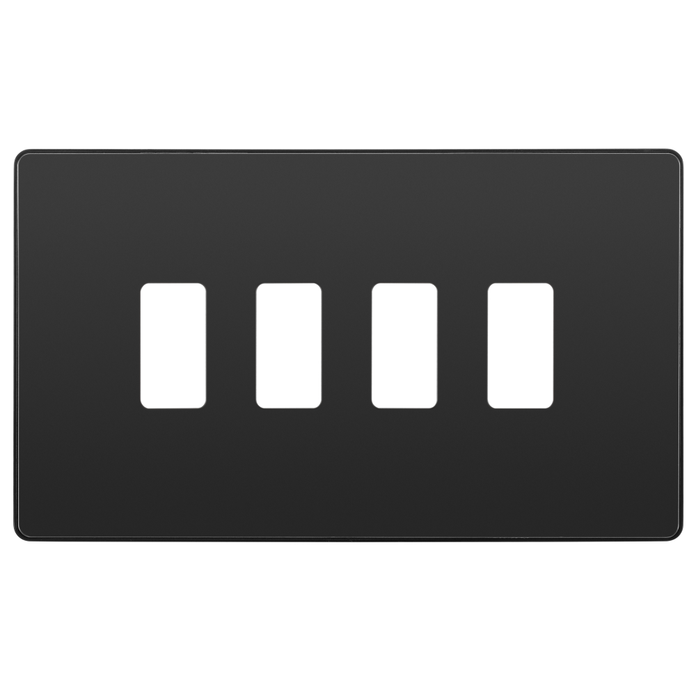 BG Evolve Black Chrome 4G Grid Plate RPCDBC4B | RS Electrical Supplies