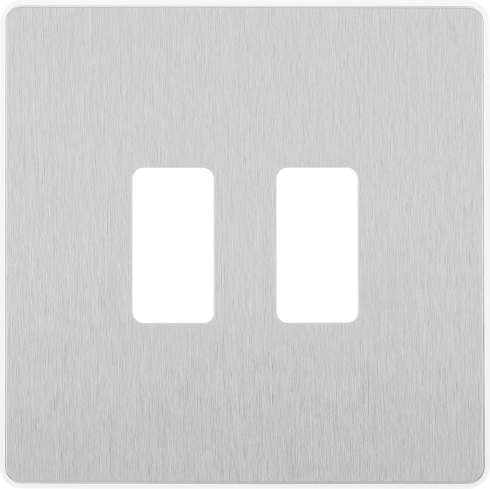 BG Evolve Brushed Steel 2G Grid Plate RPCDBS2W | RS Electrical Supplies