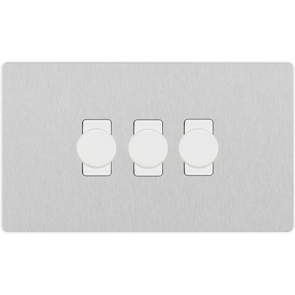 BG Evolve Brushed Steel 3G Dimmer Switch PCDBS83W | RS Electrical Supplies