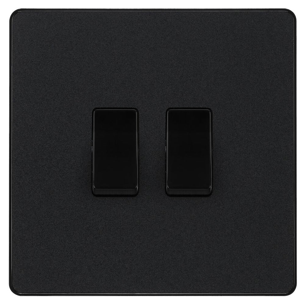 BG Evolve Matt Black 2W & Intermediate Light Switch PCDMB2WINTB | RS ...