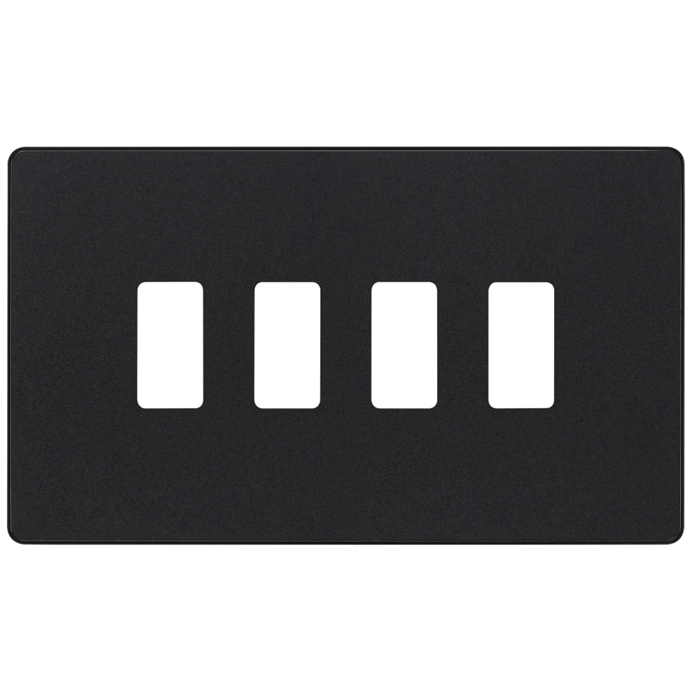 BG Evolve Matt Black 4G Grid Plate RPCDMB4B | RS Electrical Supplies