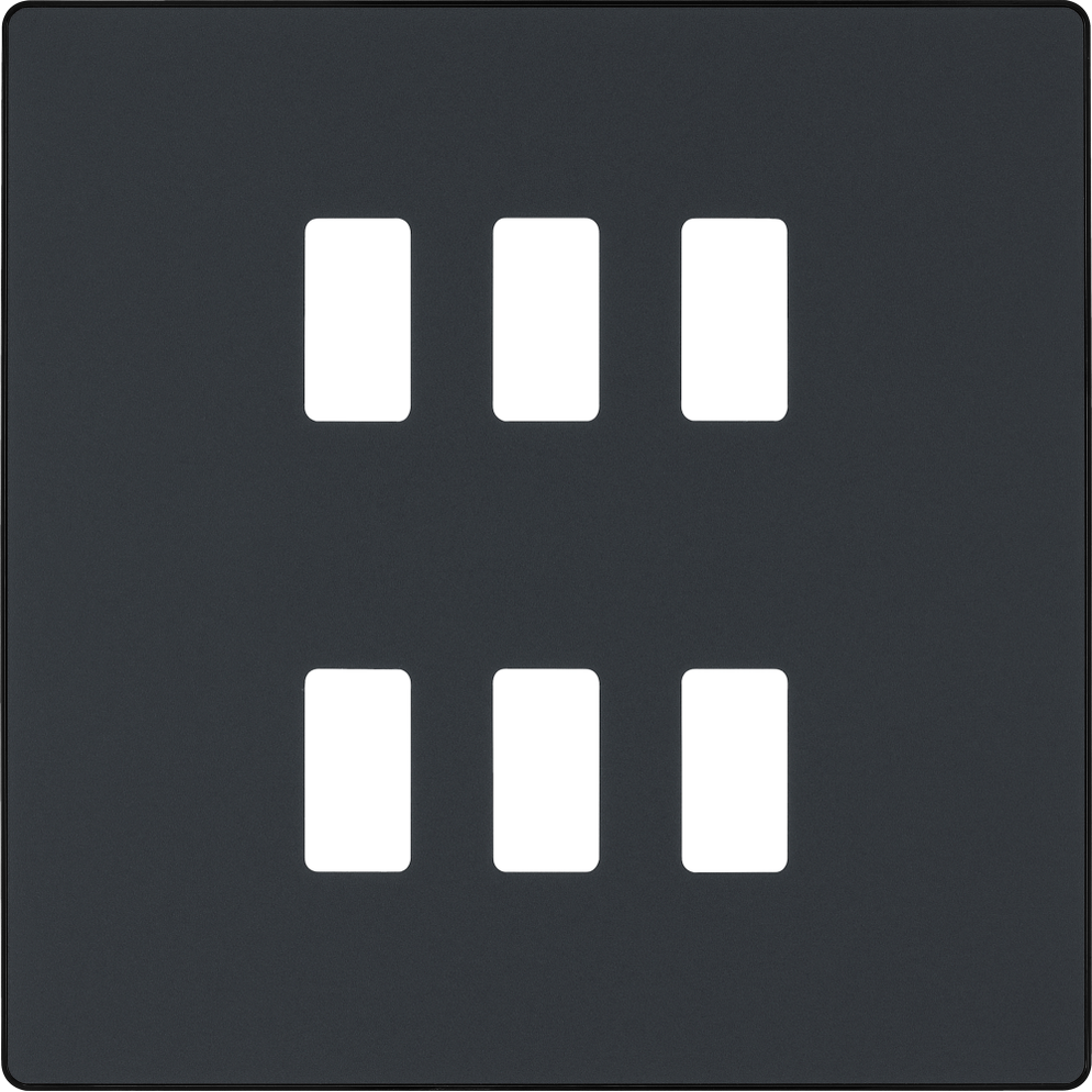 BG Evolve Matt Grey 6G Grid Plate RPCDMG6B | RS Electrical Supplies