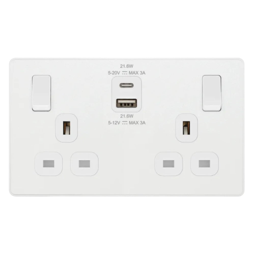 BG Evolve Pearl White 13A Double Socket PCDCL22W | RS Electrical Supplies