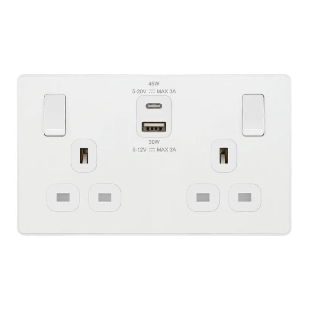 BG Evolve Pearl White 13A Double Socket PCDCL22W | RS Electrical Supplies
