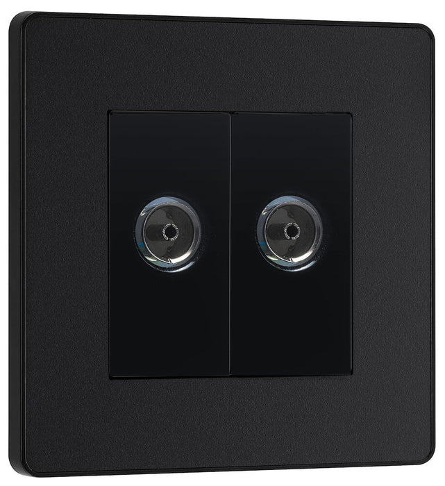 BG Evolve Matt Black Double Co-axial Socket PCDMB602B | RS Electrical ...