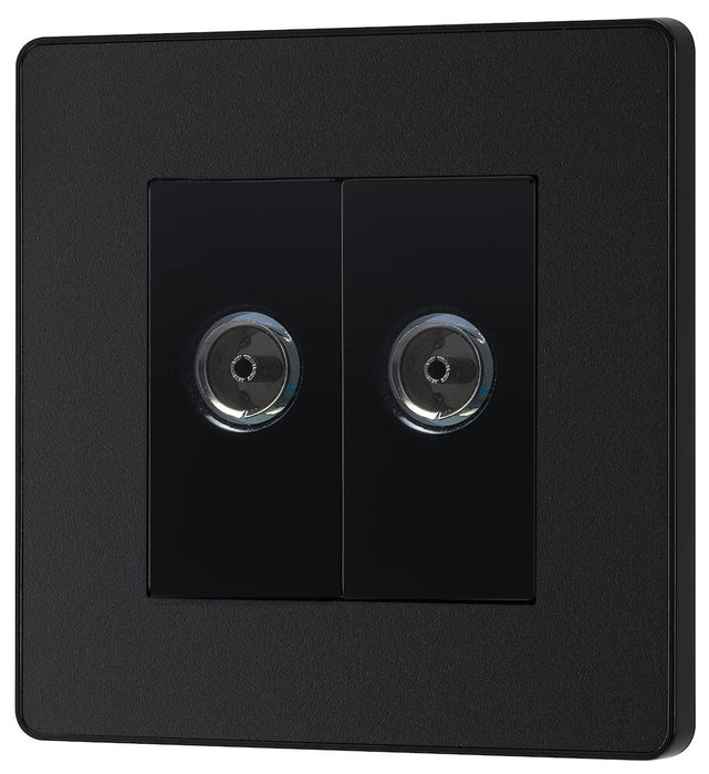 BG Evolve Matt Black Double Co-axial Socket PCDMB602B | RS Electrical ...