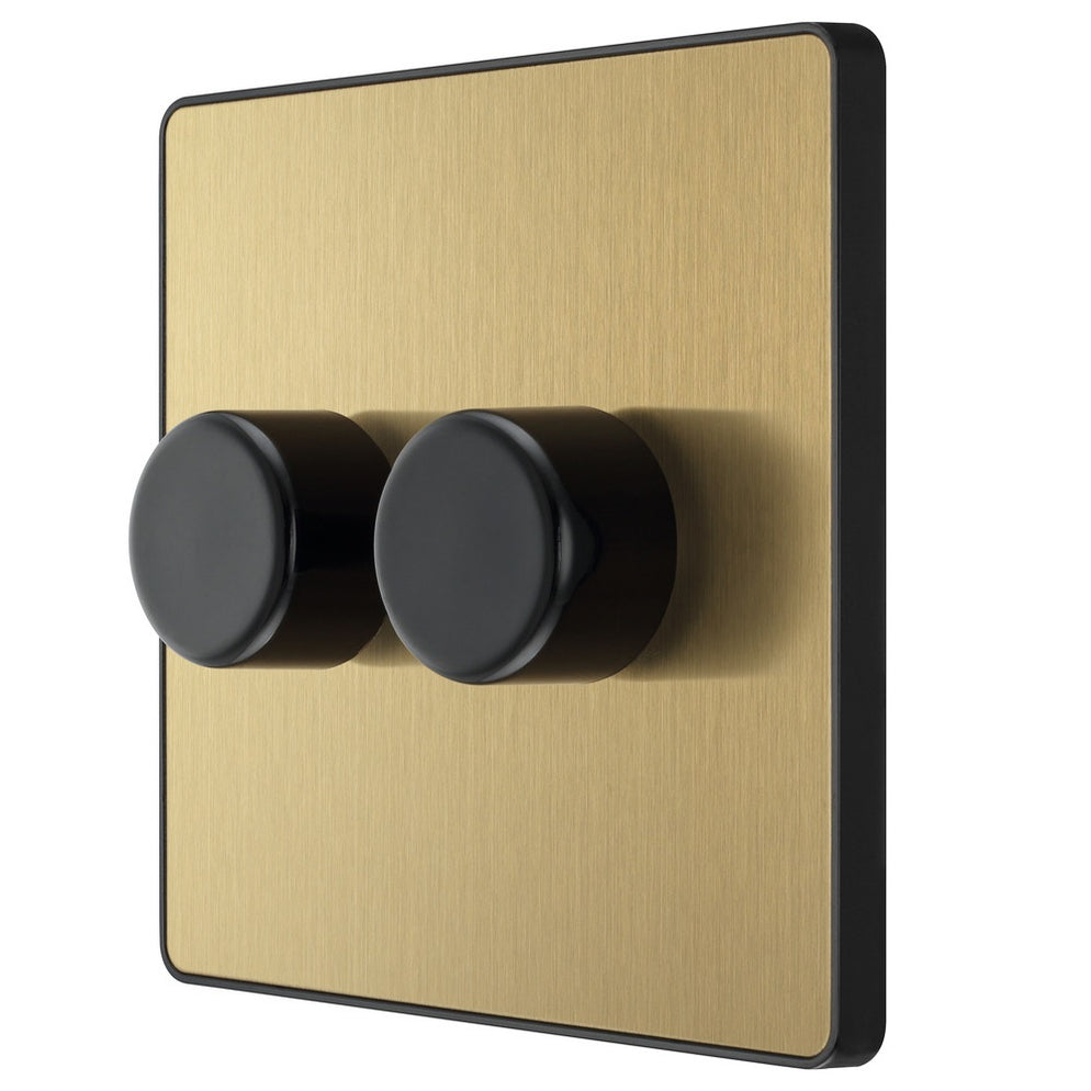 BG Evolve Satin Brass 2G Dimmer Switch PCDSB82B | RS Electrical Supplies