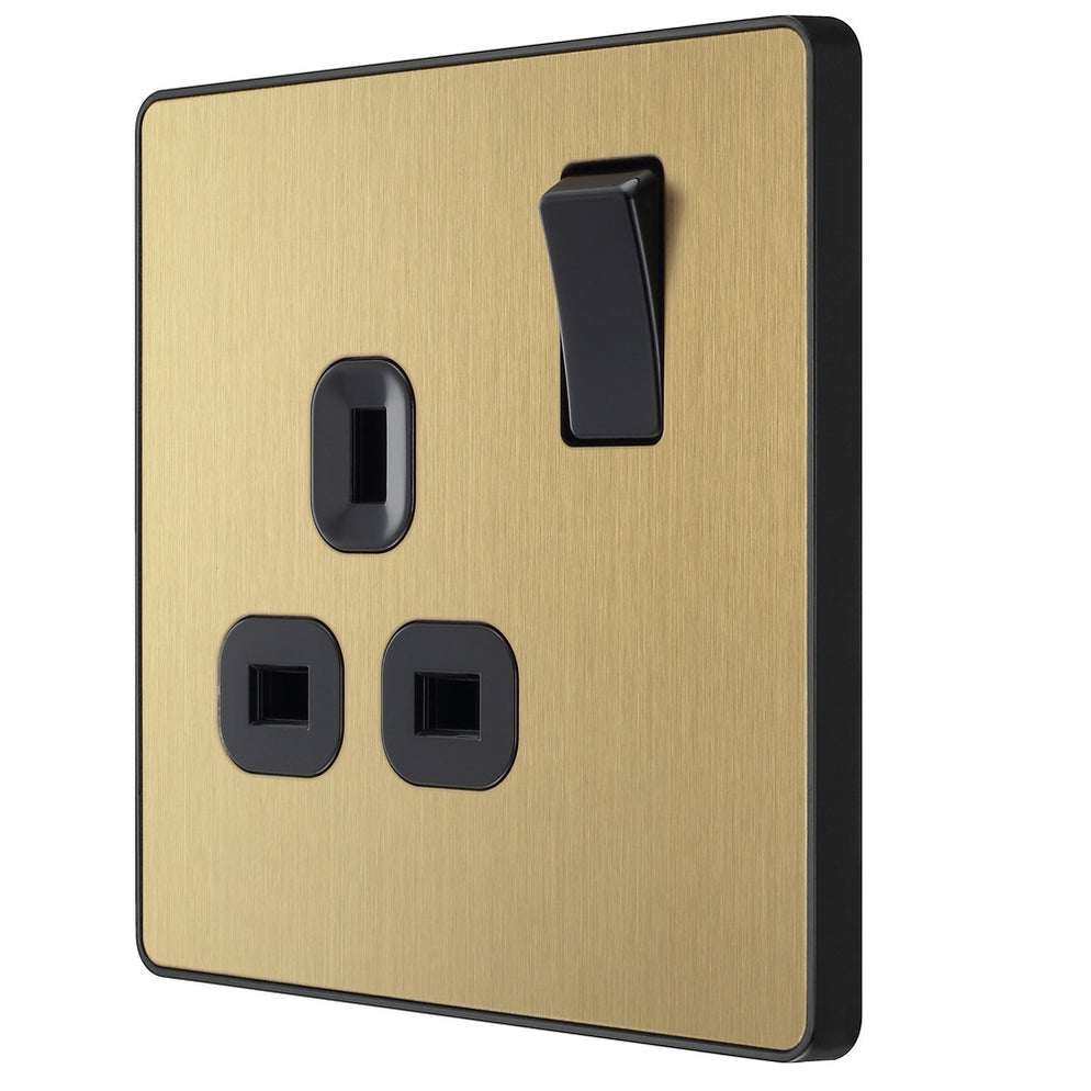 BG Evolve Satin Brass 13A Single Socket PCDSB21B | RS Electrical Supplies