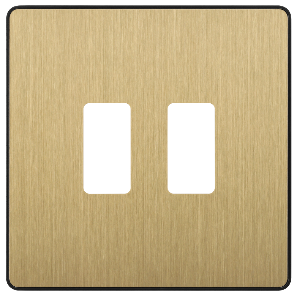 BG Evolve Satin Brass 2G Grid Plate RPCDSB2B | RS Electrical Supplies