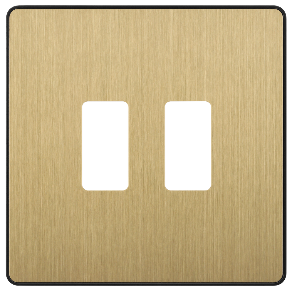 BG Evolve Satin Brass 2G Grid Plate RPCDSB2B | RS Electrical Supplies