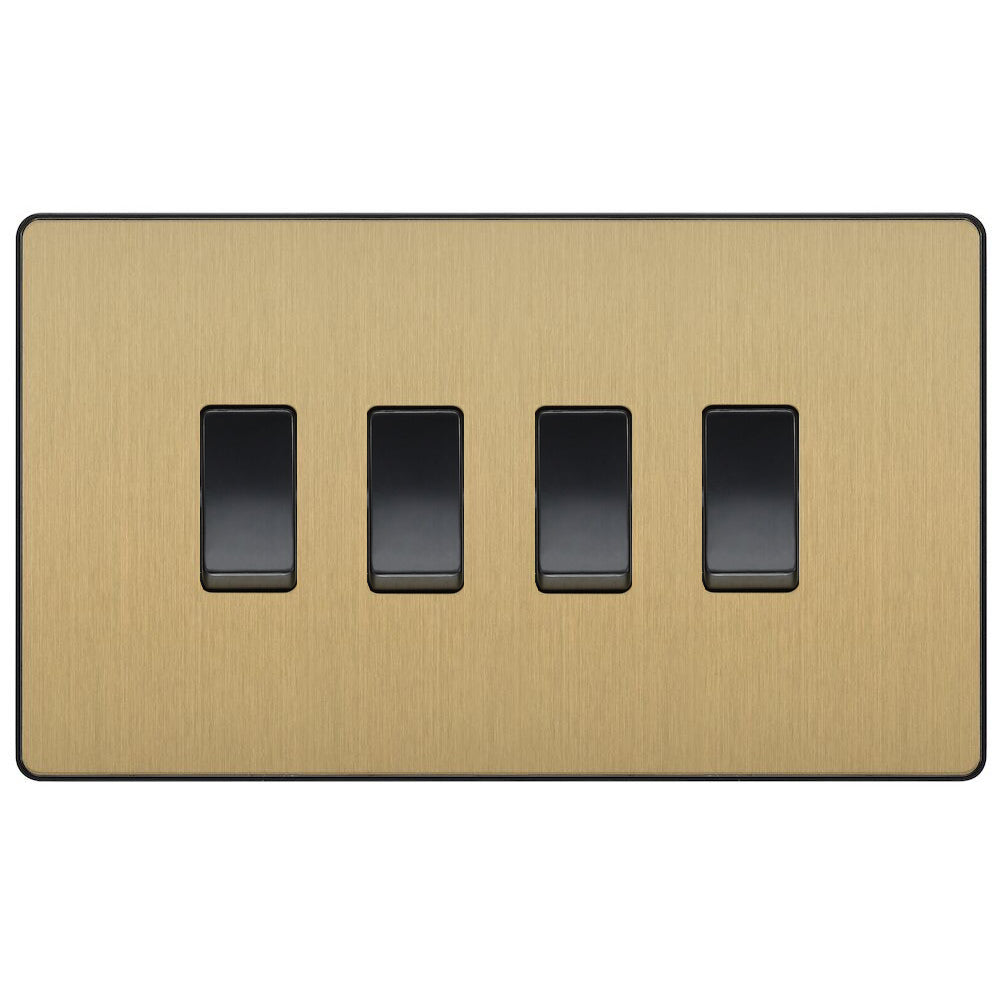 BG Evolve Satin Brass 4G 2W Light Switch PCDSB44B | RS Electrical Supplies