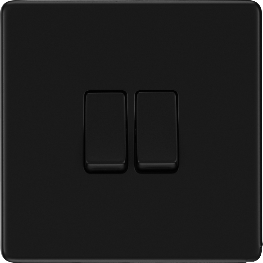 BG Flatplate Screwless Matt Black 2W & Intermediate Light Switch ...