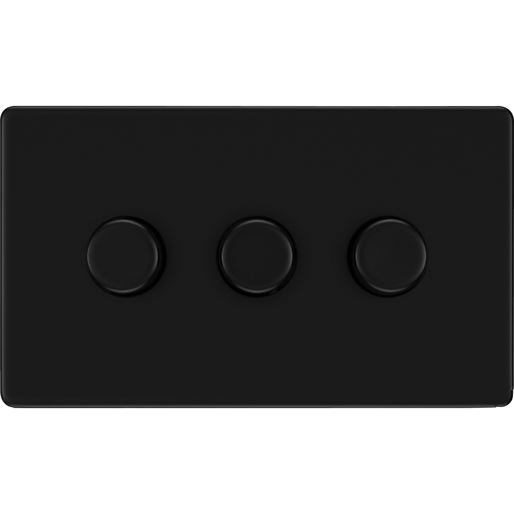 BG Flatplate Screwless Matt Black 3G Dimmer Switch FFB83 | RS ...