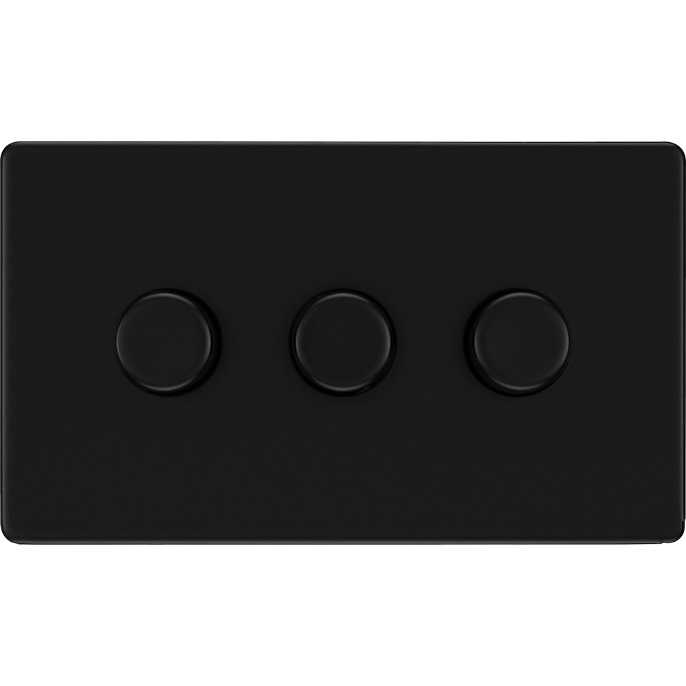 BG Flatplate Screwless Matt Black 3G Dimmer Switch FFB83 | RS ...
