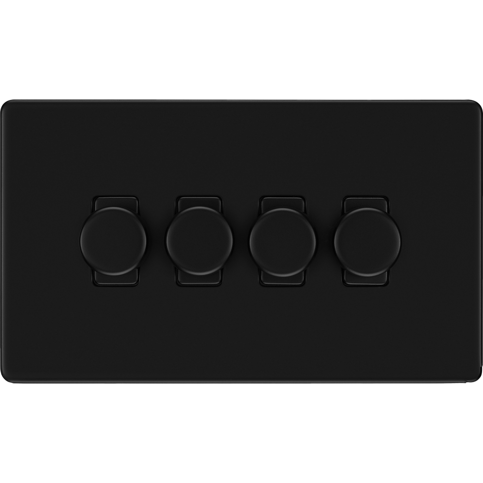 BG Flatplate Screwless Matt Black 4G Dimmer Switch FFB84 | RS ...