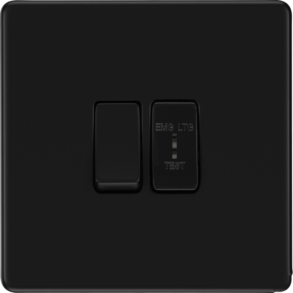 BG Flatplate Screwless Matt Black 2W & Emergency Key Switch FFB42EL ...