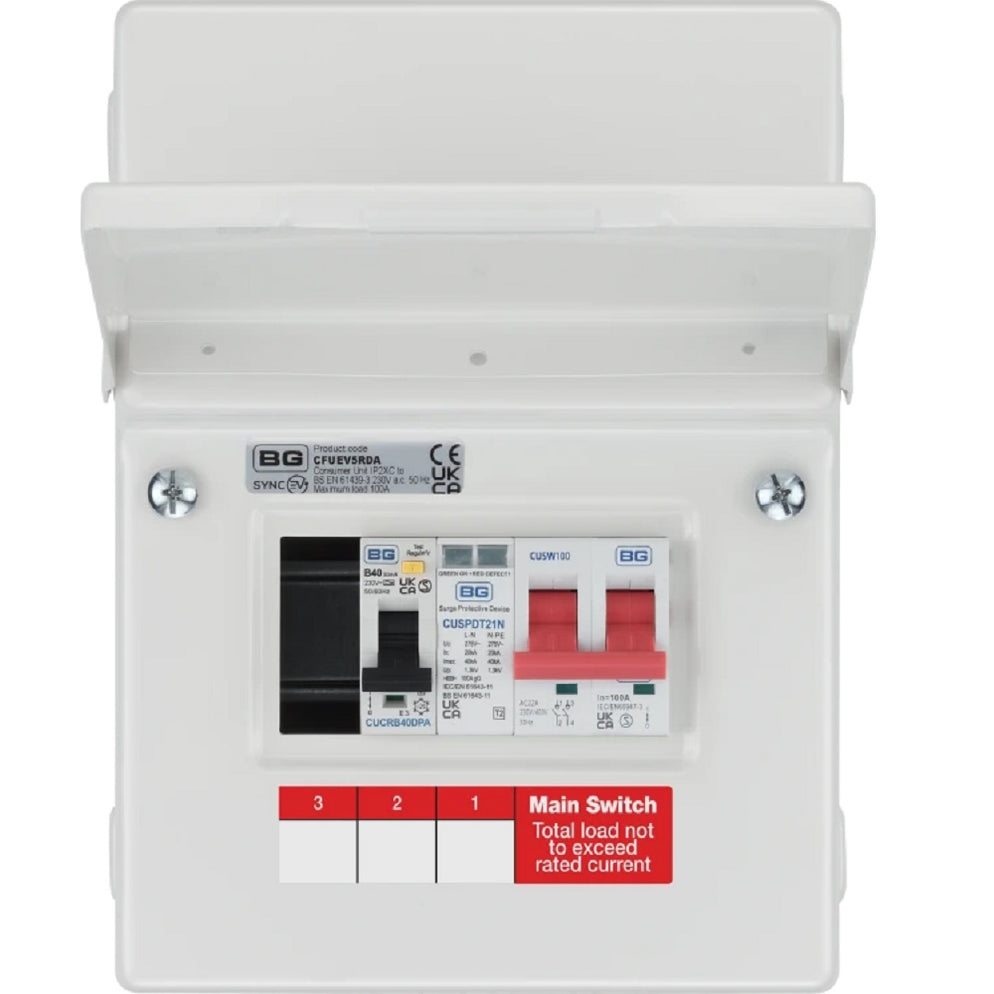Sync Energy 5 Module Enclosure 100A Main Switch 40A 30mA Double Pole ...