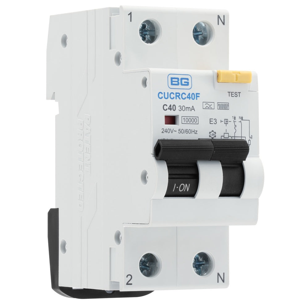 BG Circuit Protection Type F Double Pole C Curve RCBO 40A CUCRC40F | RS ...