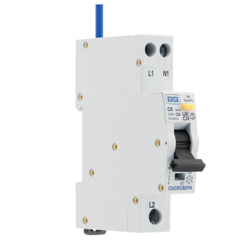 BG Circuit Protection Type A Double Pole C Curve RCBO 6A CUCRC6DPA | RS ...