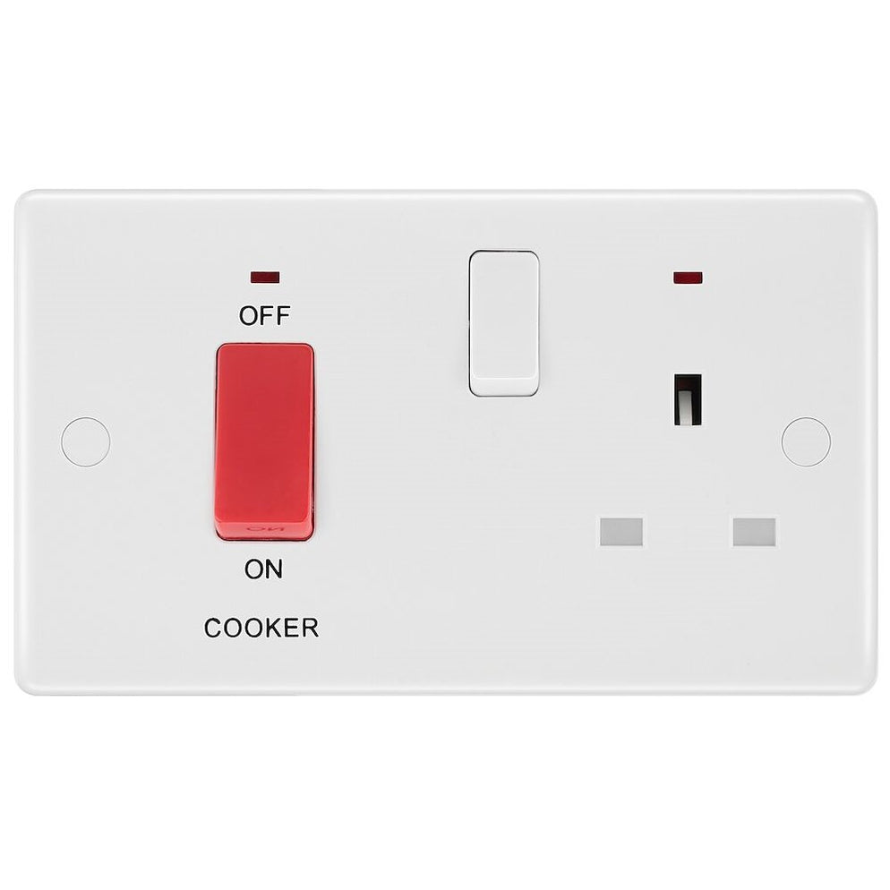 BG White Moulded Cooker Switch with 13A Socket and Neon 870 | RS ...