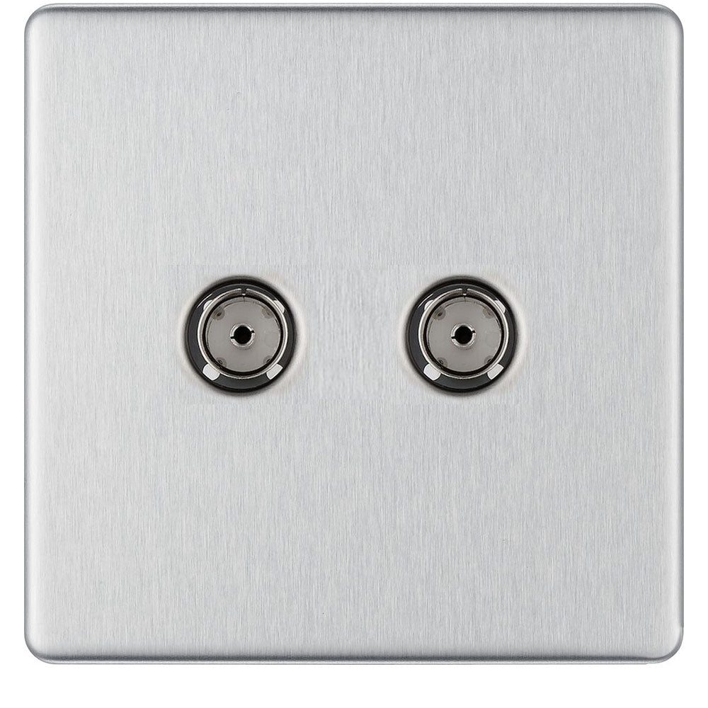 BG Nexus Screwless Brushed Steel 2 gang Co-axial Socket FBS61 — RS ...