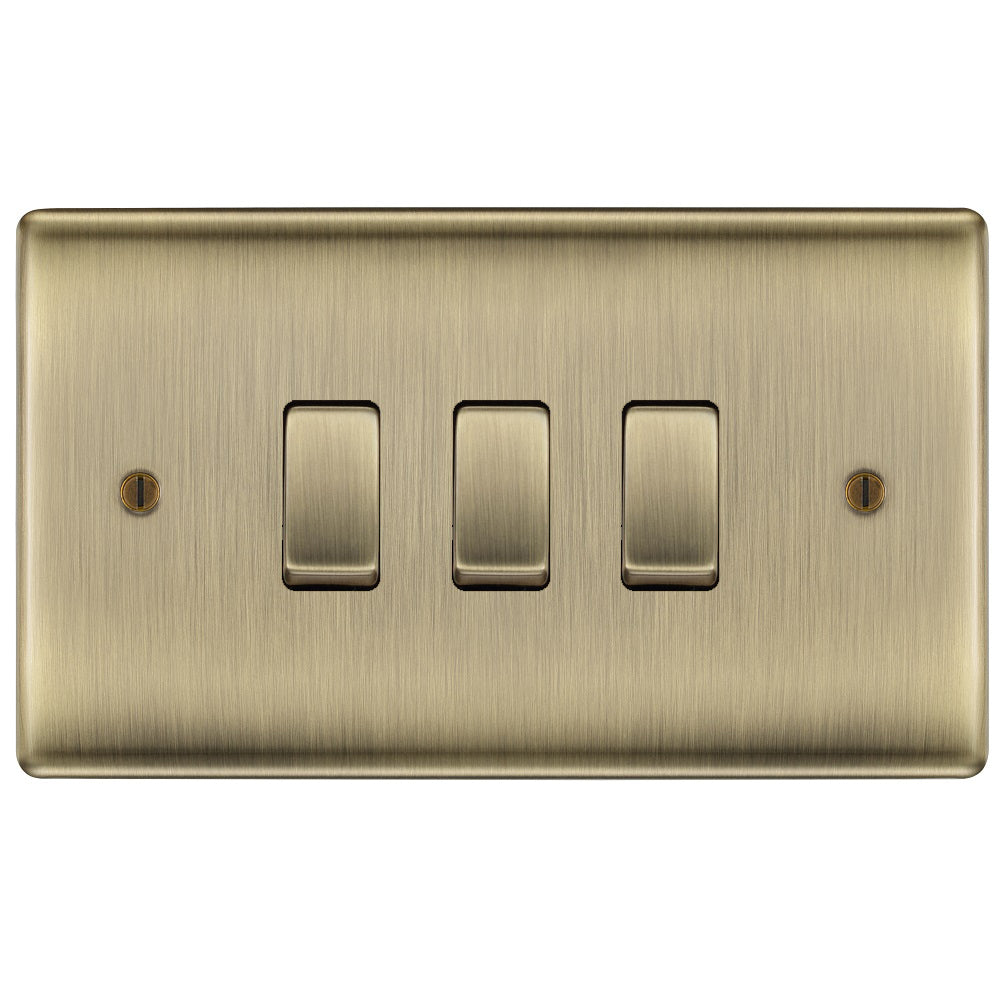 BG Nexus Metal Antique Brass 3G 2W Light Switch NAB432 | RS Electrical ...