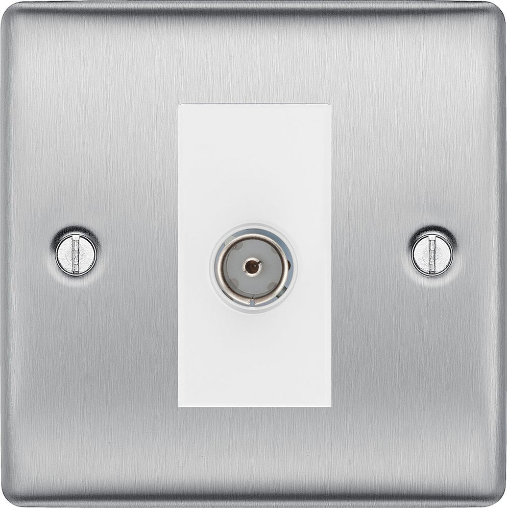 BG Nexus Metal Brushed Steel Co-axial Socket NBS60W | RS Electrical ...