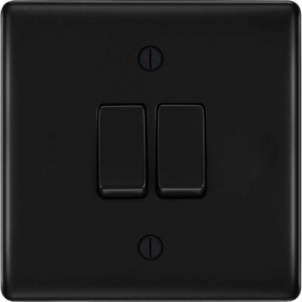 BG Nexus Metal Matt Black 2W & Intermediate Light Switch NFB2WINT | RS ...