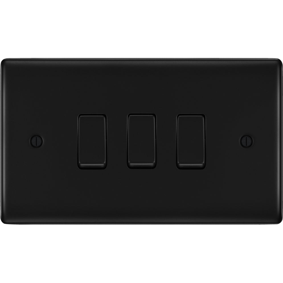BG Nexus Metal Matt Black 3G 2W Light Switch NFB432 | RS Electrical ...