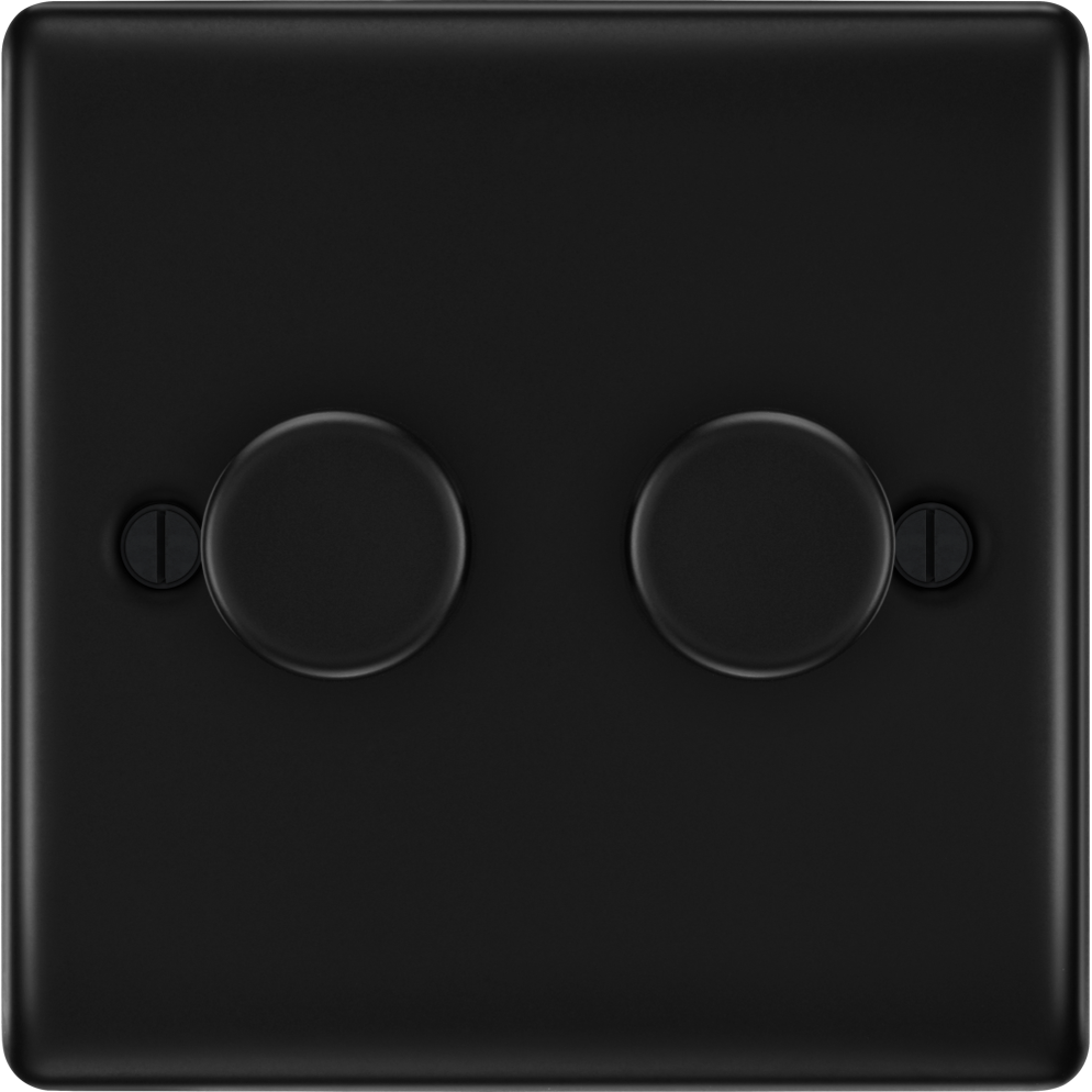 BG Nexus Metal Matt Black 2G Dimmer Switch NFB82 | RS Electrical Supplies