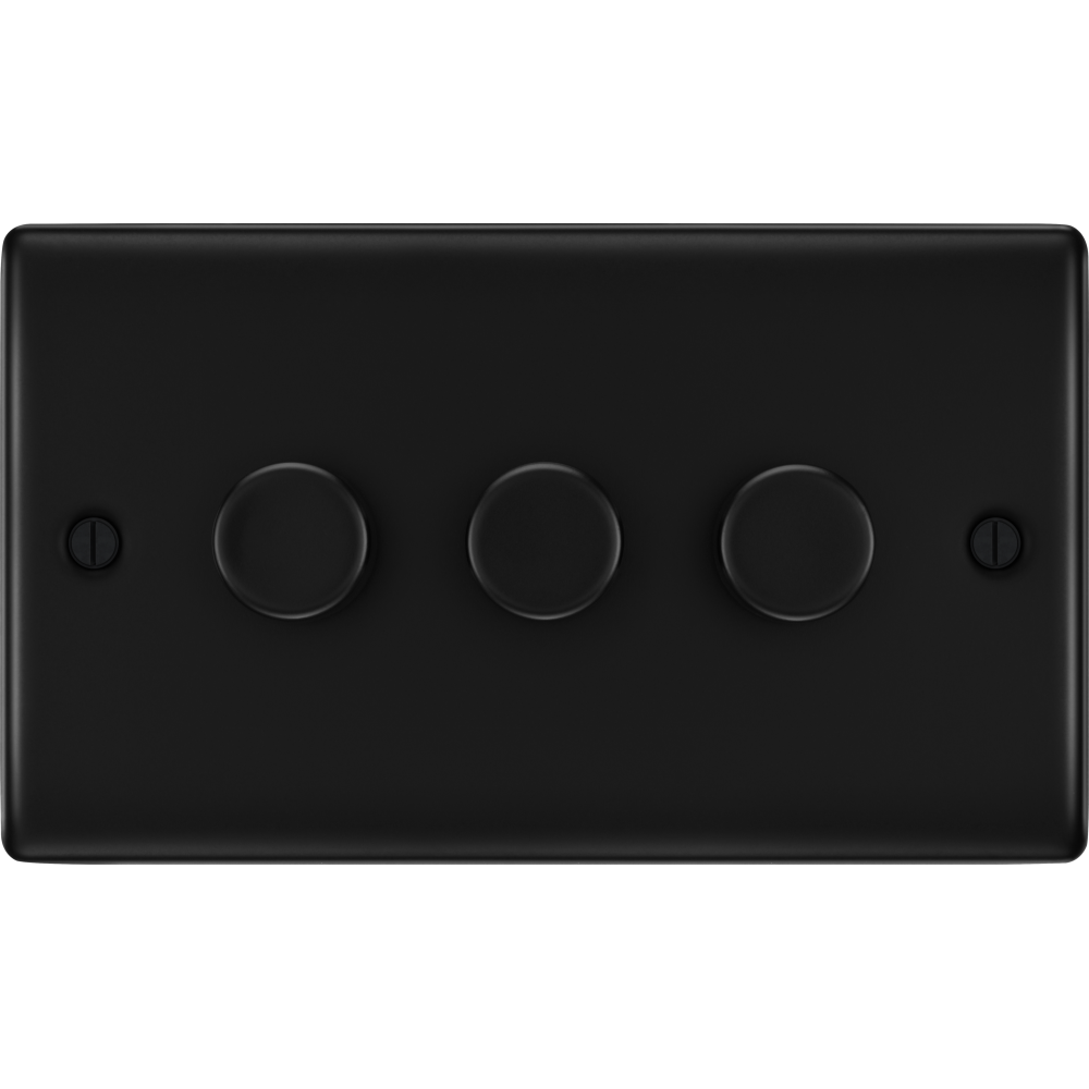 BG Nexus Metal Matt Black 3G Dimmer Switch NFB83 | RS Electrical Supplies
