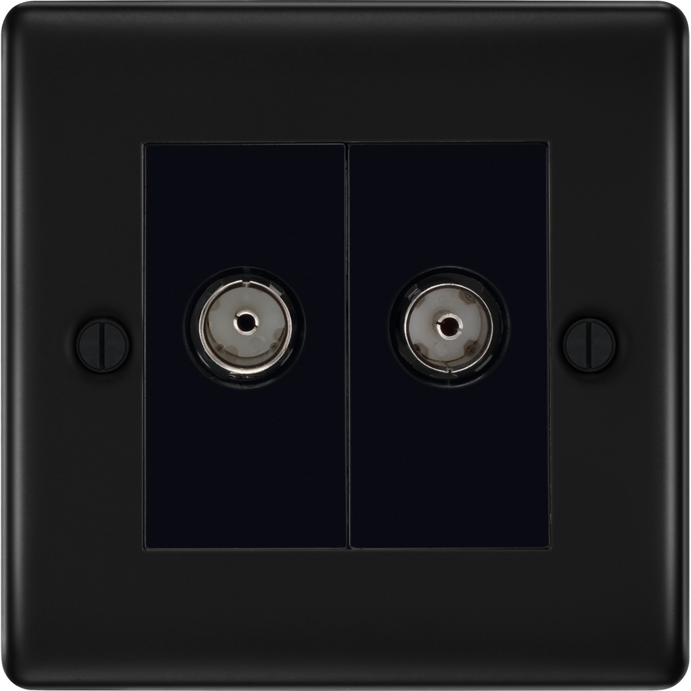 BG Nexus Metal Matt Black Double Co-axial Socket NFB61B | RS Electrical ...