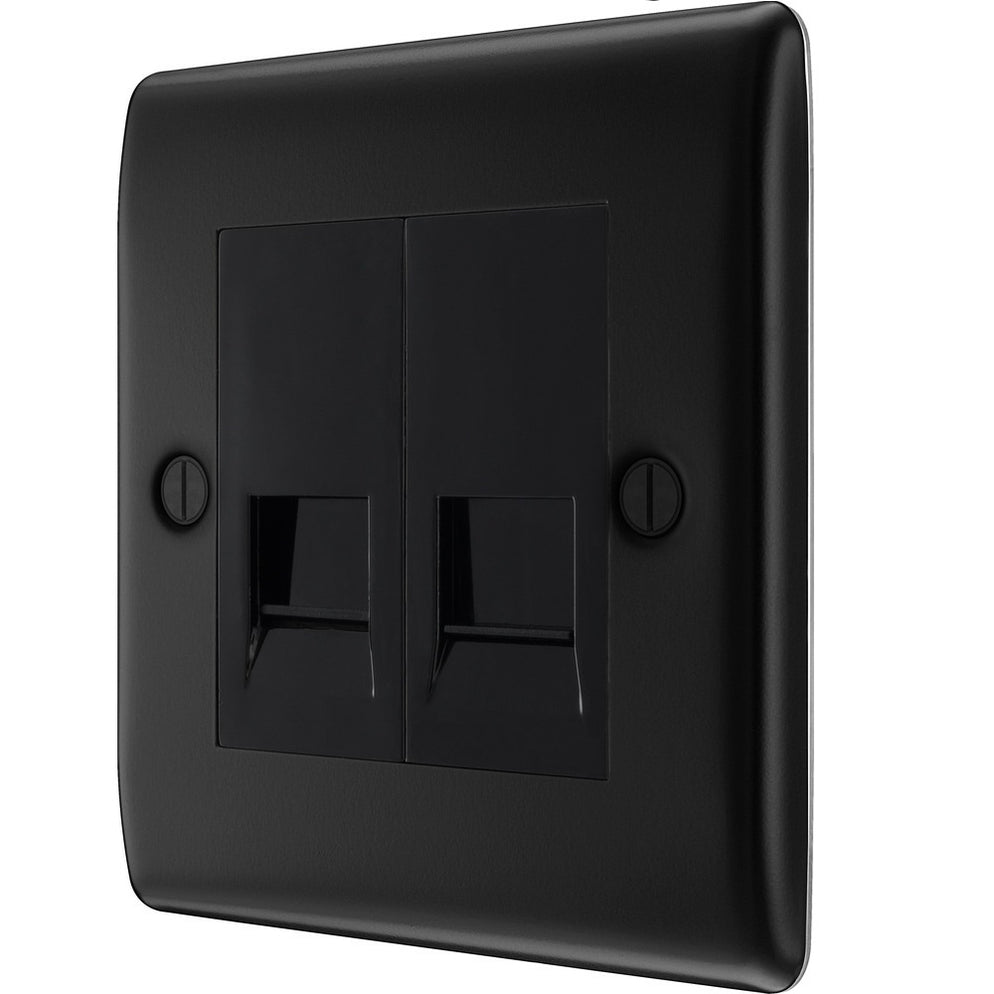 BG Nexus Metal Matt Black Double Secondary Telephone Socket NFBBTS2B ...