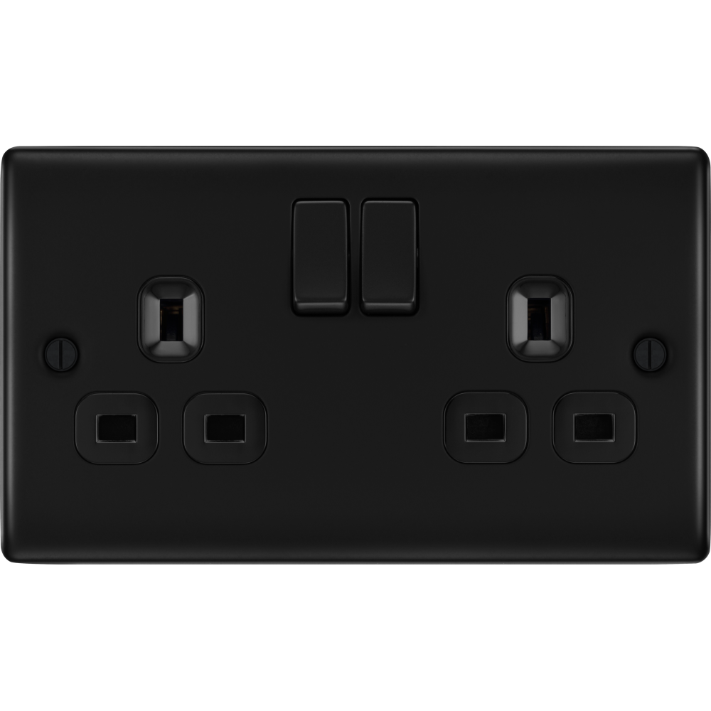 BG Nexus Metal Matt Black 13A Double Socket NFB22B | RS Electrical Supplies