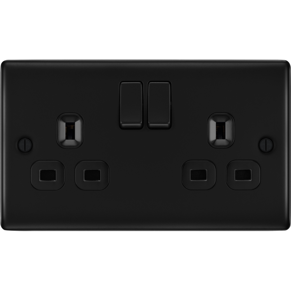BG Nexus Metal Matt Black 13A Double Socket NFB22B | RS Electrical Supplies