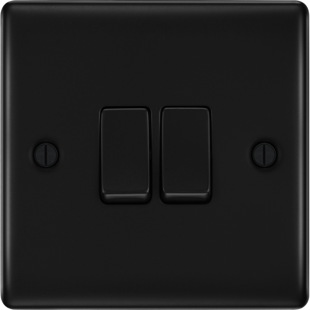 BG Nexus Metal Matt Black 2G 2W Light Switch NFB42 | RS Electrical Supplies