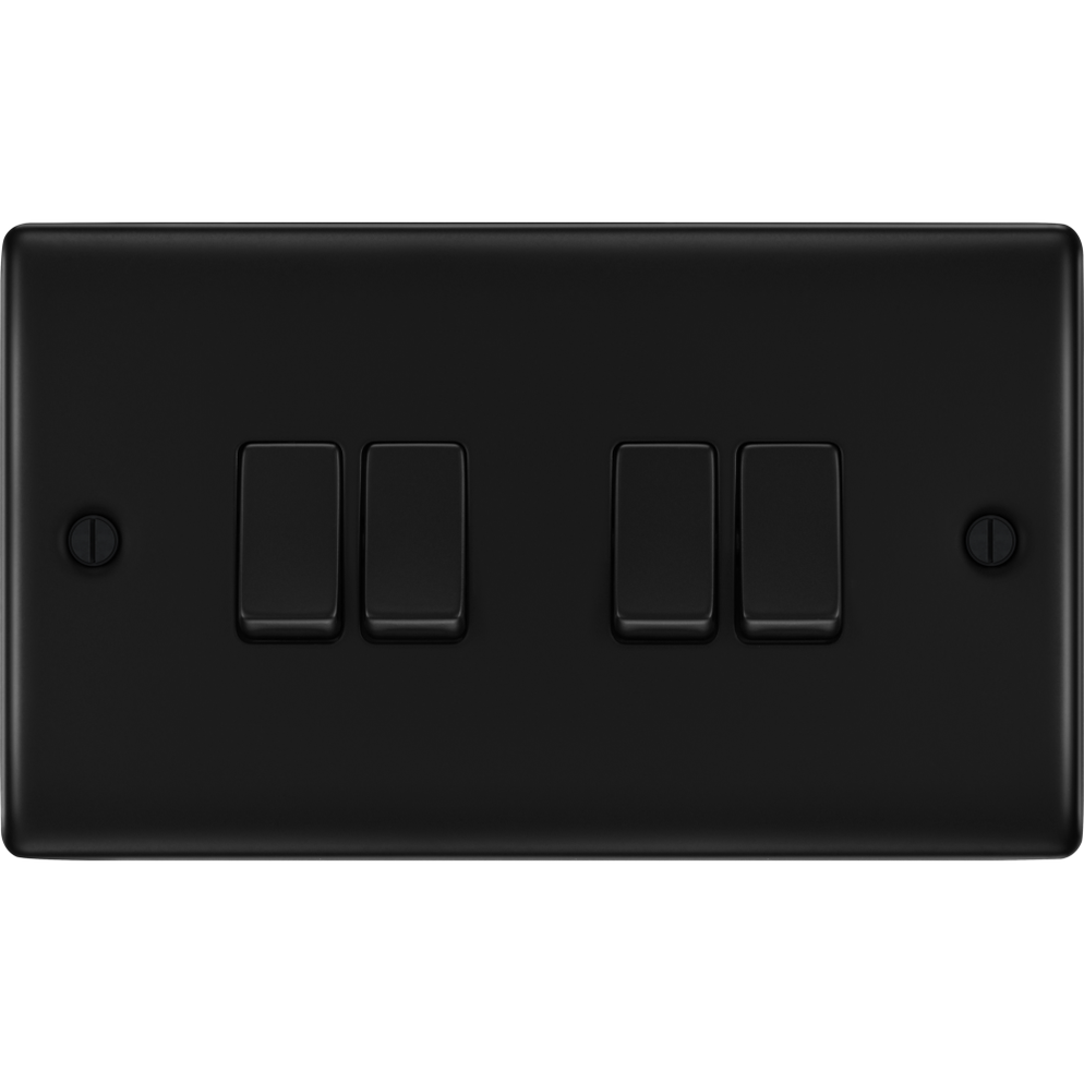 BG Nexus Metal Matt Black 4G 2W Light Switch NFB44 | RS Electrical Supplies