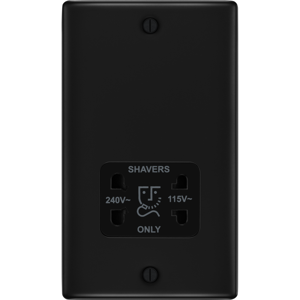 BG Nexus Metal Matt Black Shaver Socket NFB20B | RS Electrical Supplies