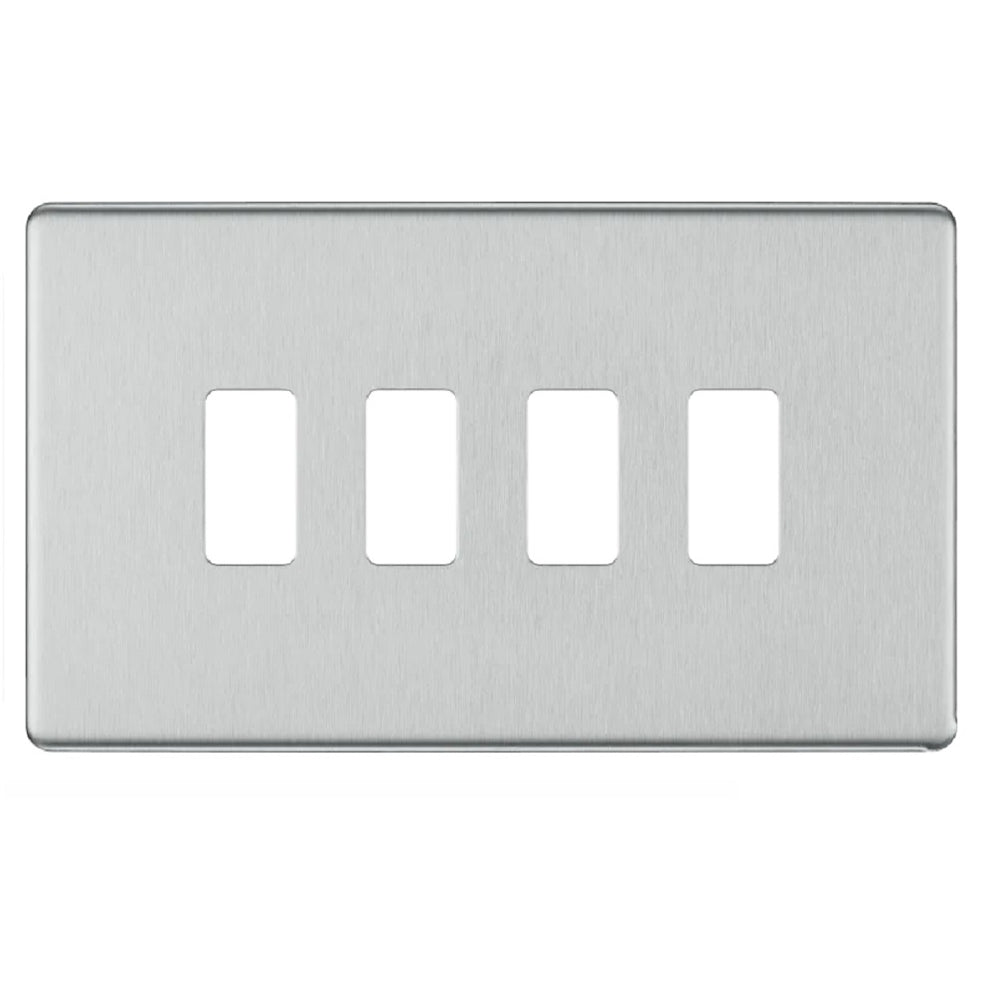 BG Screwless Flat Plate Brushed Steel Grid Plate RFBS4 | RS Electrical ...