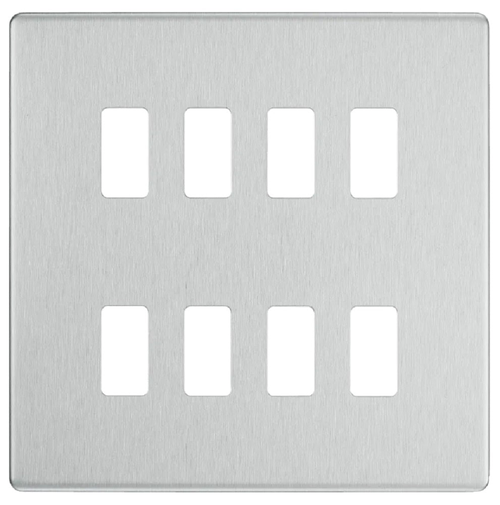 BG Screwless Flat Plate Brushed Steel Grid Plate RFBS8 | RS Electrical ...