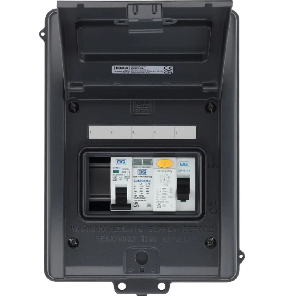 Sync Energy 5 Module Enclosure 40A 30mA RCD 40A MCB Type 2 SPD + 1 ...
