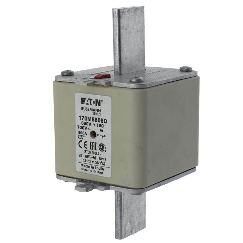 Bussmann 170M6808D FUSE, SQUARE BODY DIN 43 620, 500A, 690V, SIZE 3 ...