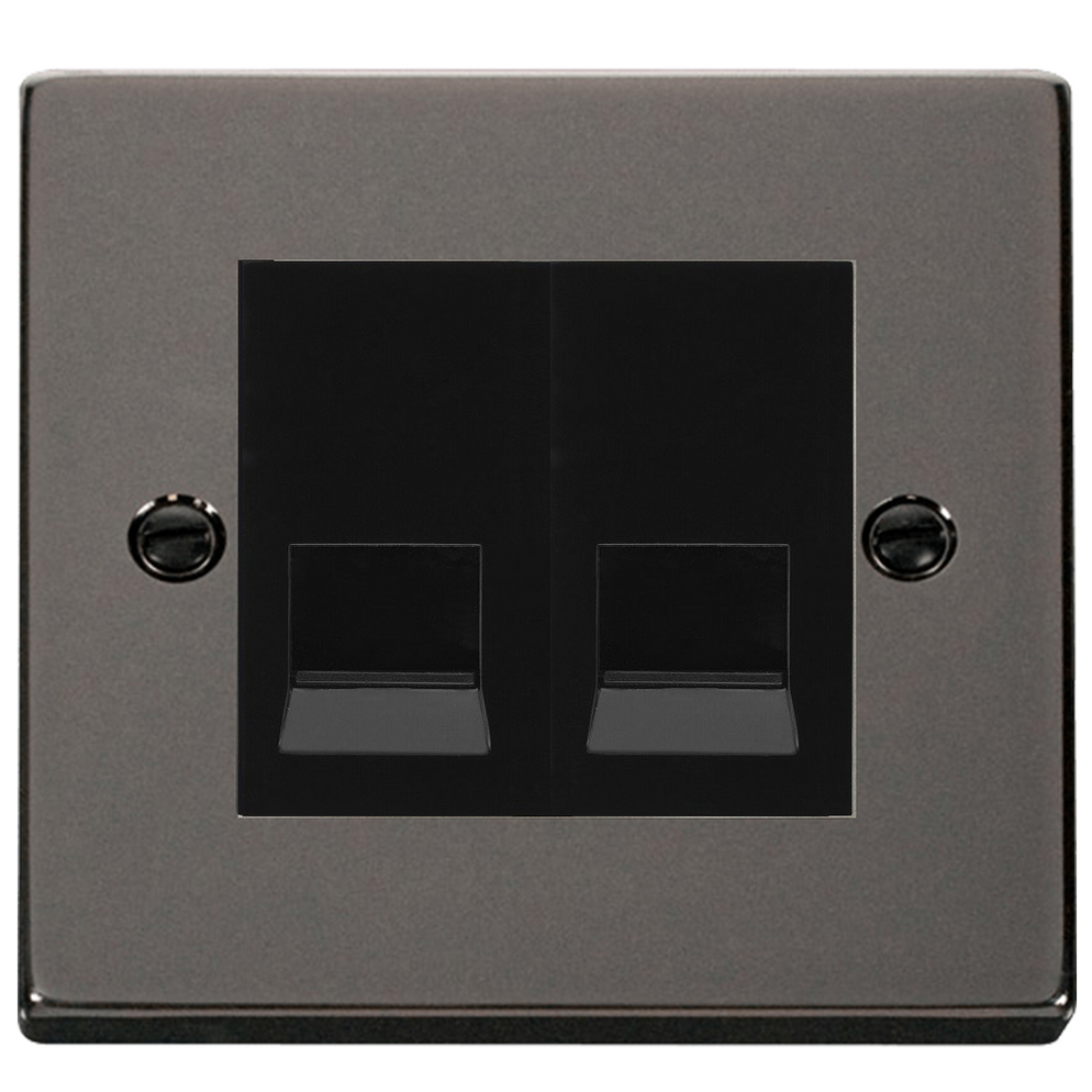 Click Deco Black Nickel Double Slave Telephone Socket VPBN126MBK | RS ...