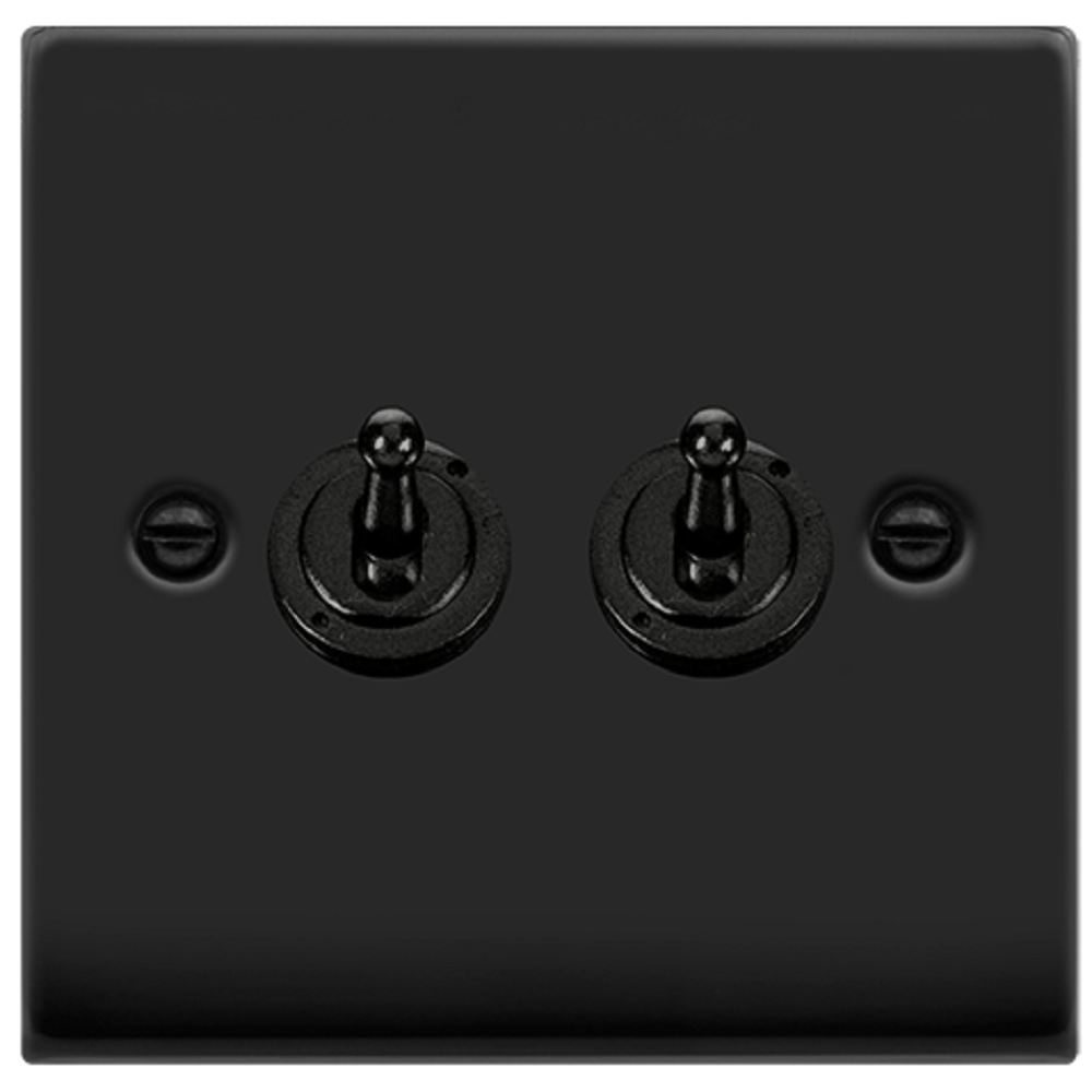 Click Deco Matt Black 2G Toggle Switch VPMB422 | RS Electrical Supplies