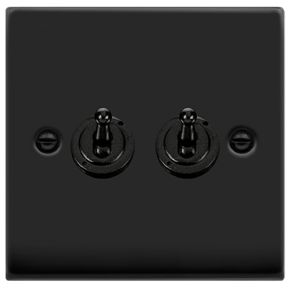 Click Deco Matt Black 2G Toggle Switch VPMB422 | RS Electrical Supplies